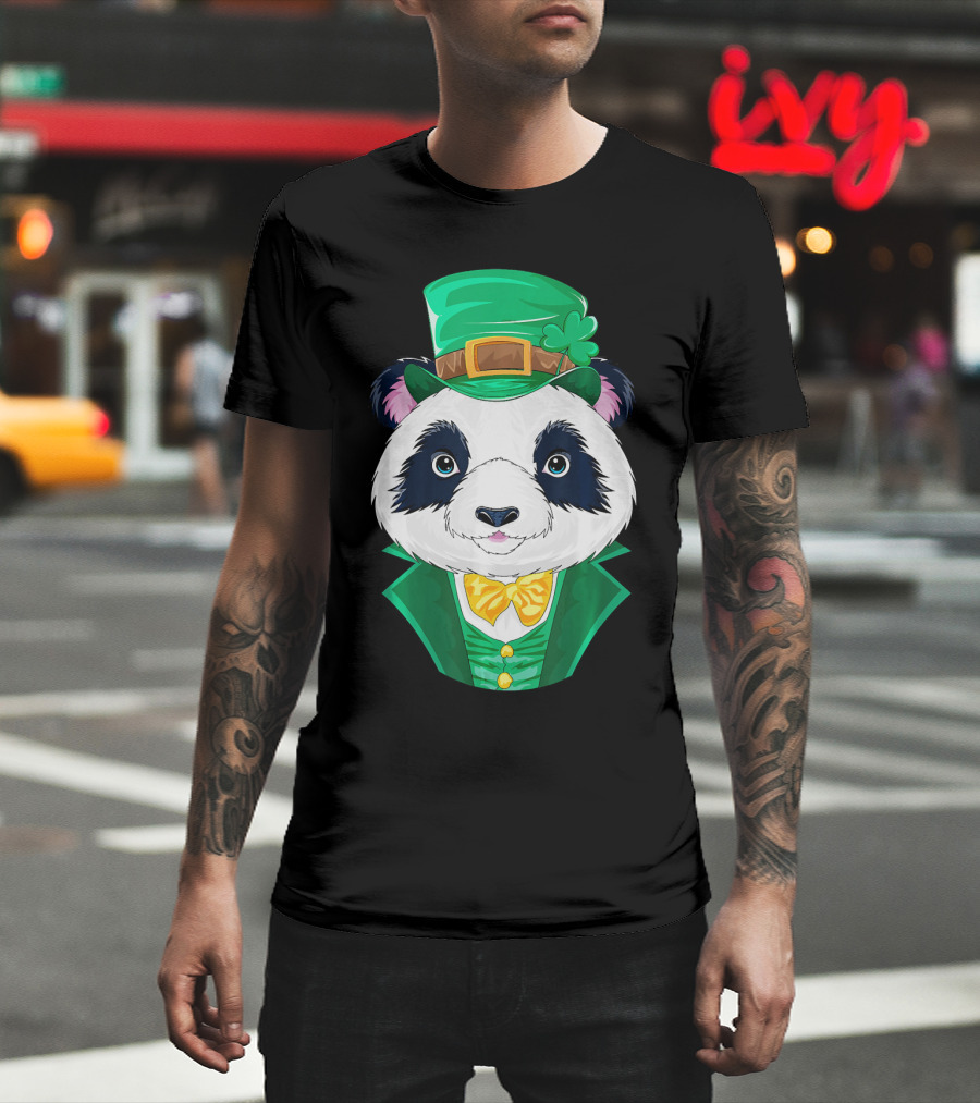 Panda Leprechaun Happy Lucky Irish Charm T-Shirt