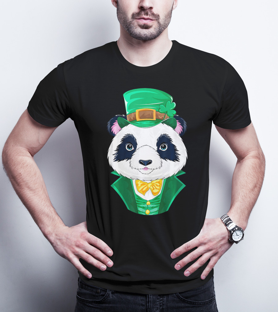 Panda Leprechaun Happy Lucky Irish Charm T-Shirt