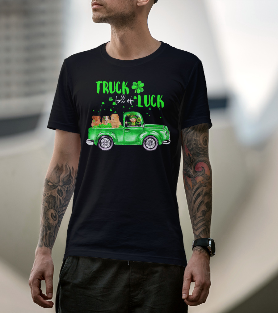 Truck Full Of Luck Green Pick-Up With Guinea Pigs And Leprechaun T-Shirt