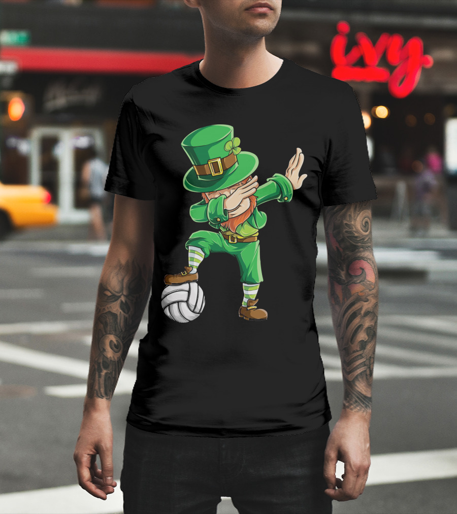 Dabbing Leprechaun With Volleyball T-Shirt