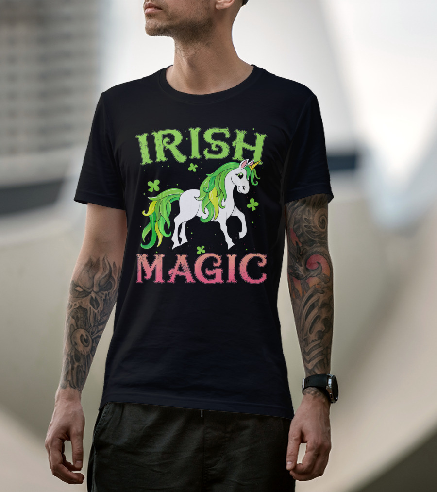 Irish Magic Unicorn Clover T-Shirt
