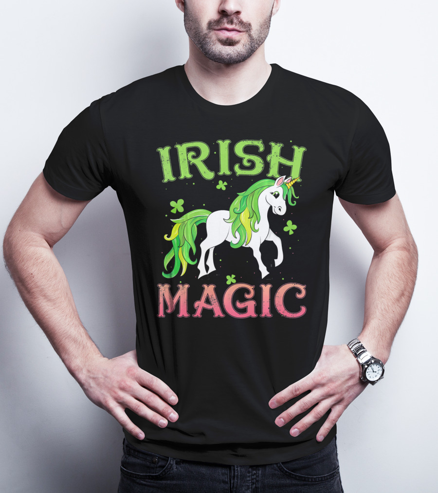 Irish Magic Unicorn Clover T-Shirt