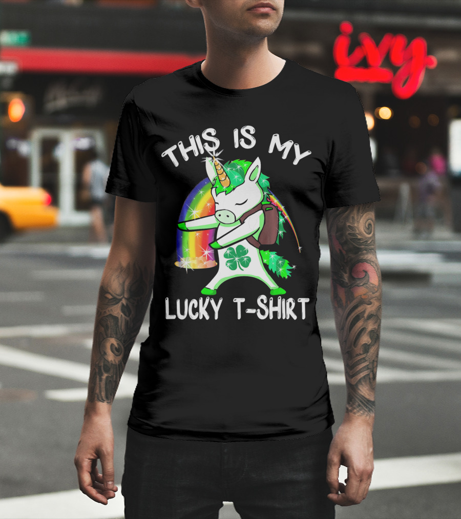 THIS IS MY LUCKY T-SHIRT LEPRICORN UNICORN RAINBOW CLOVER SPARKLE DAB T-Shirt