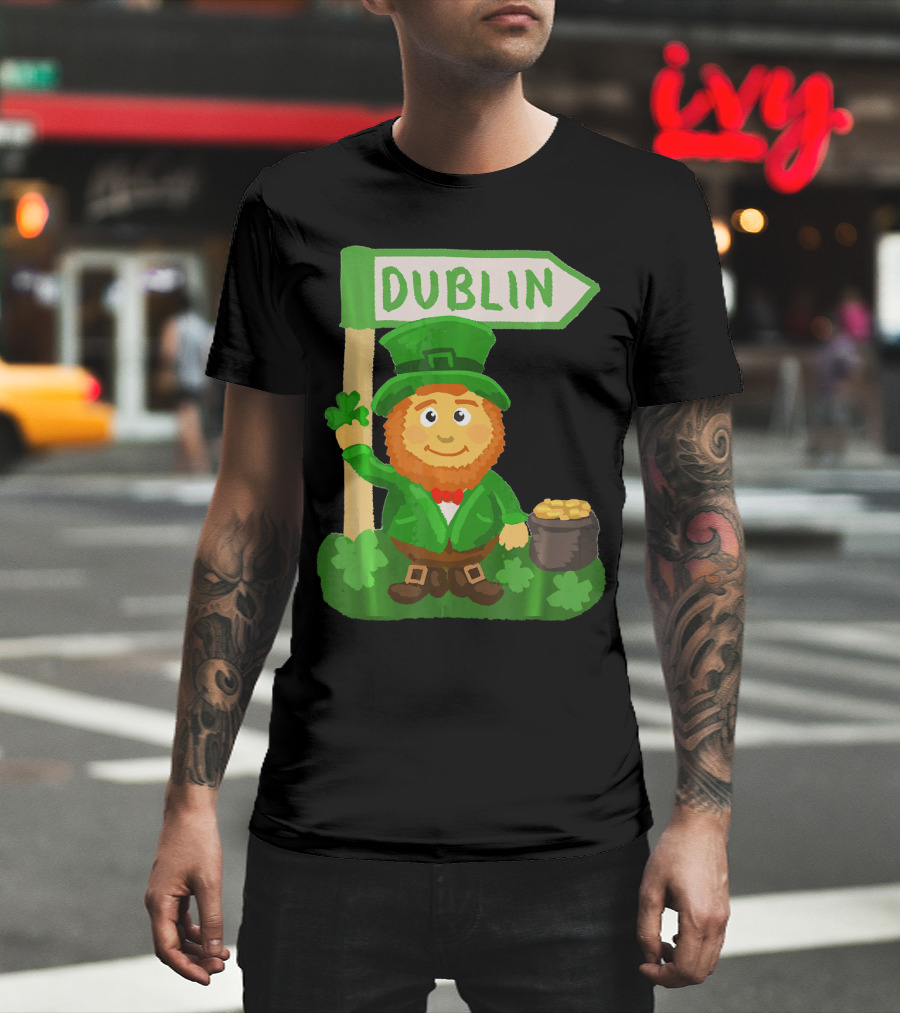 Dublin Leprechaun Shamrock Gold T-Shirt