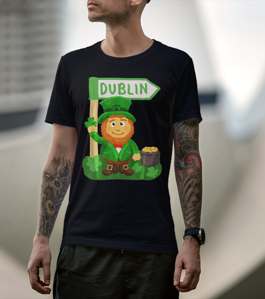 Dublin Leprechaun Shamrock Gold T-Shirt