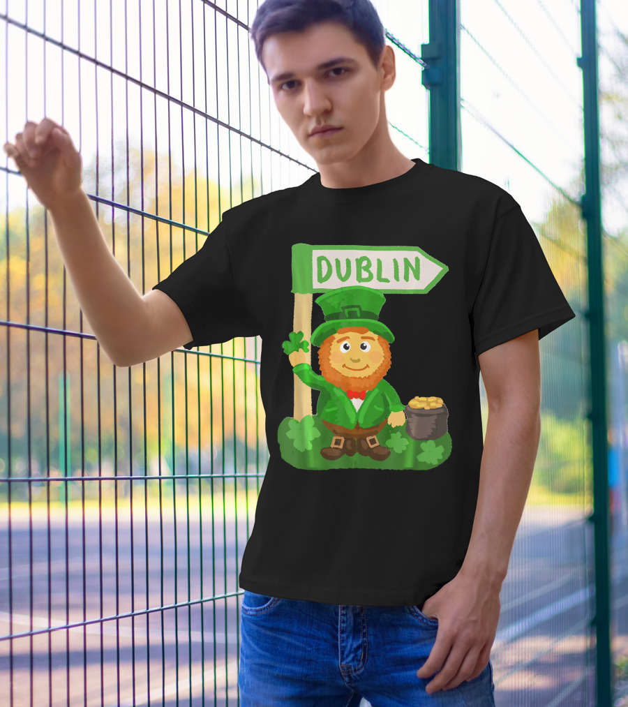 Dublin Leprechaun Shamrock Gold T-Shirt