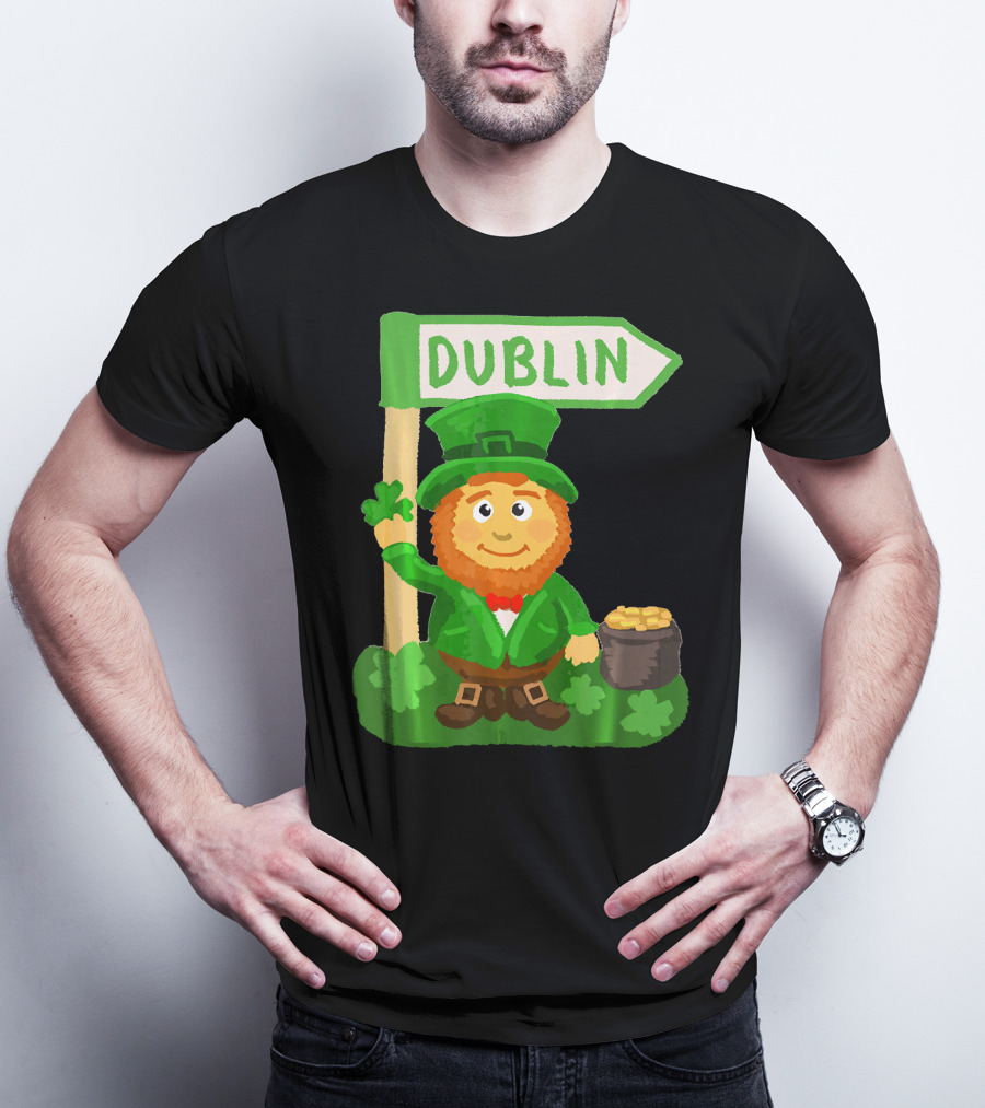 Dublin Leprechaun Shamrock Gold T-Shirt