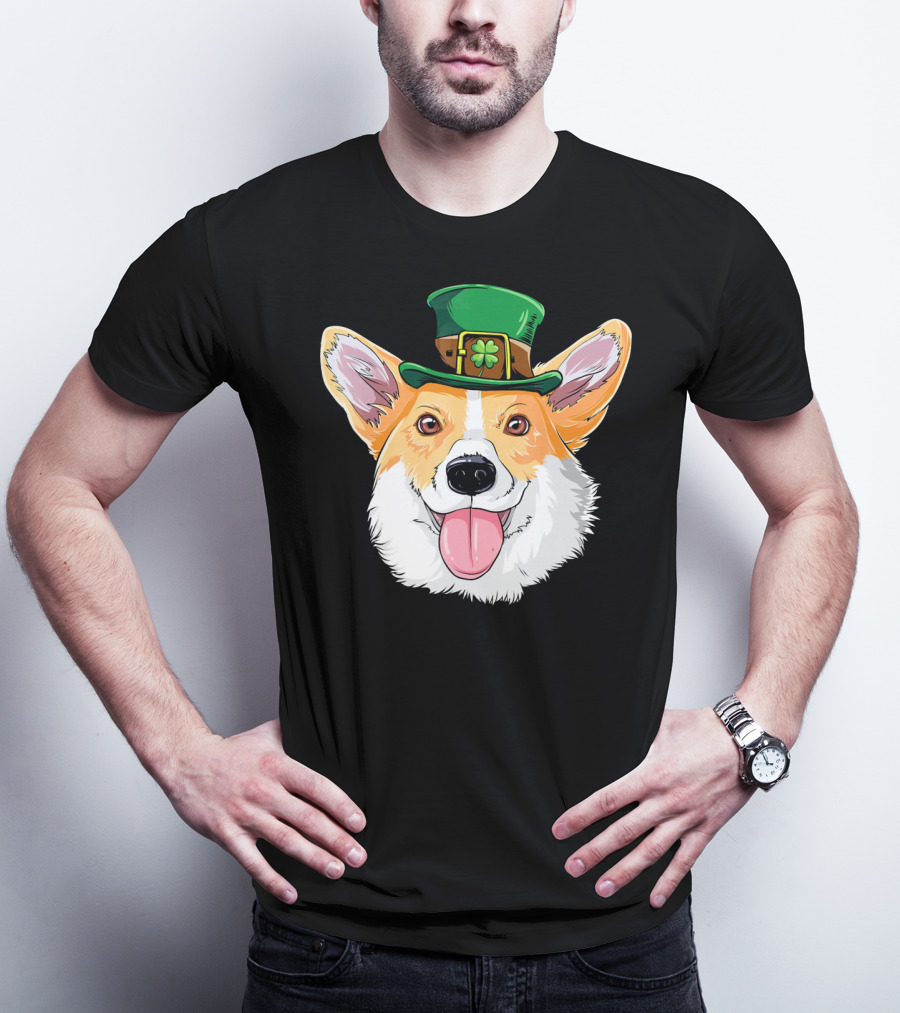 Corgi Leprechaun St Patrick's Hat T-Shirt