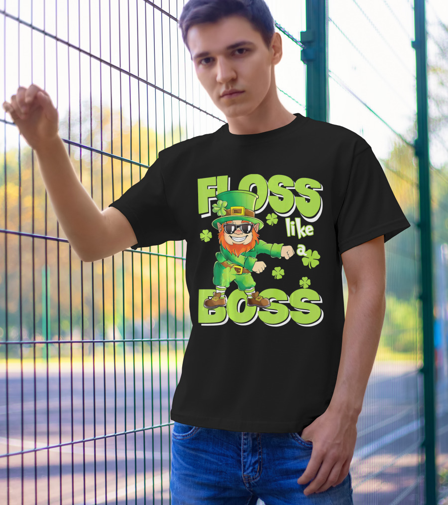 Floss Like A Boss Leprechaun Funny Shena T-Shirt
