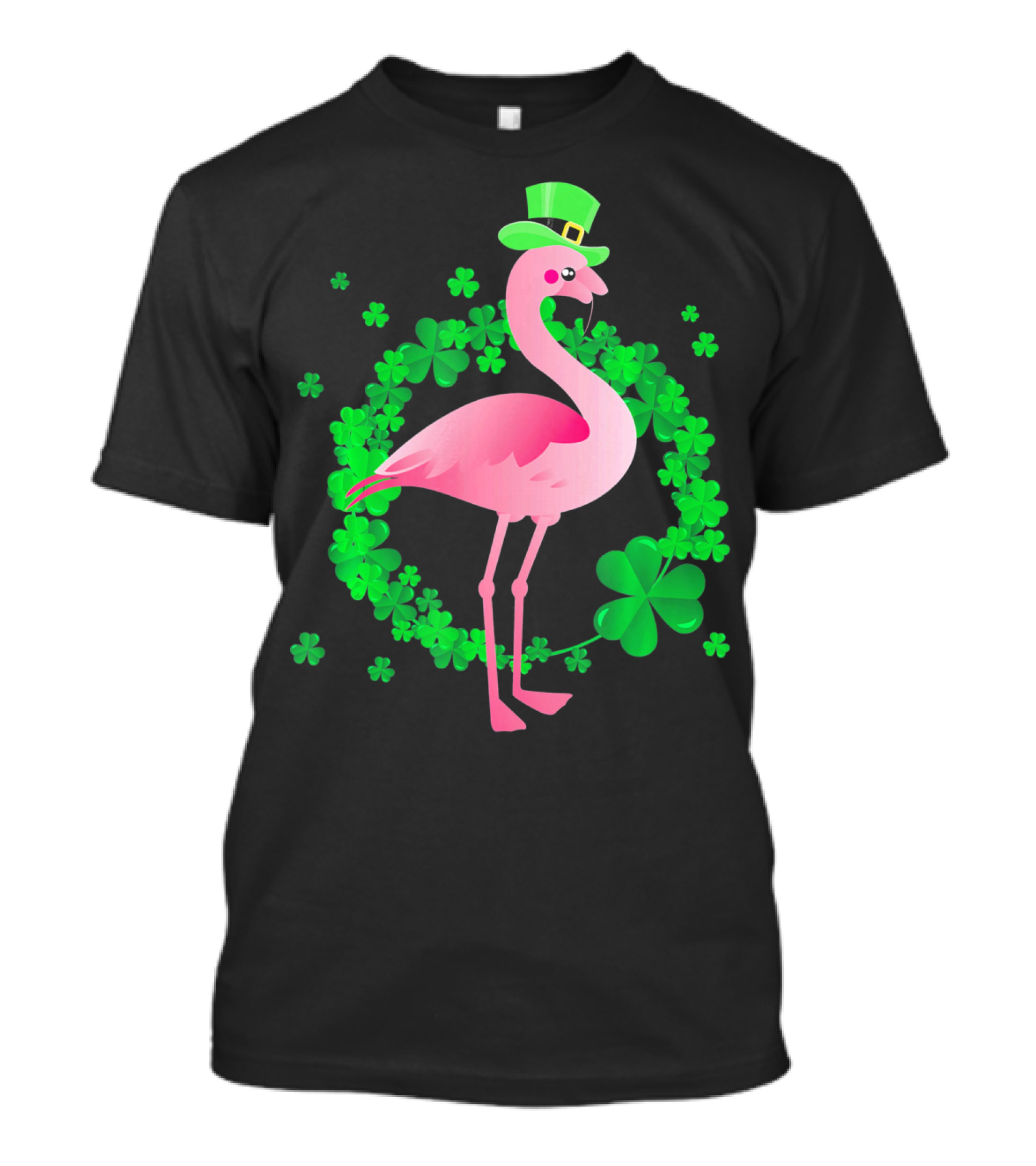 Flamingo Shamrock St. Patrick's Day Green Clover Hat T-Shirt