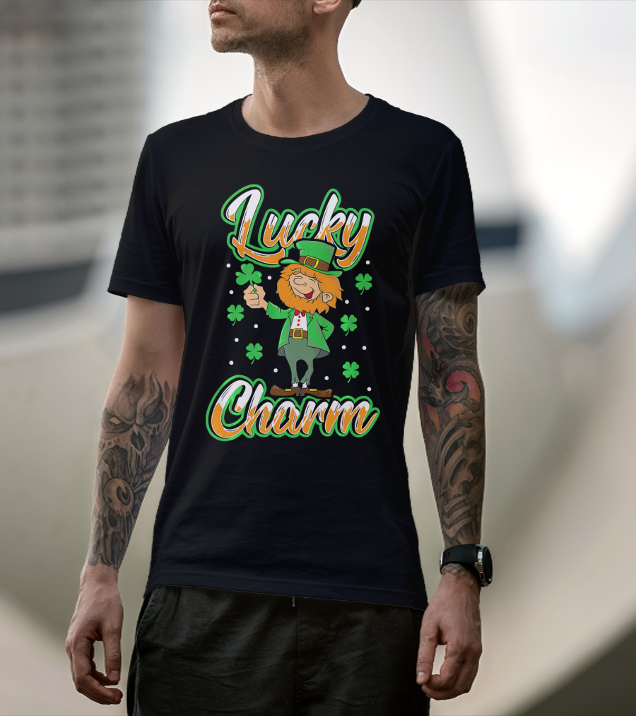 Lucky Charm St. Patrick's Day Leprechaun With Shamrocks T-Shirt