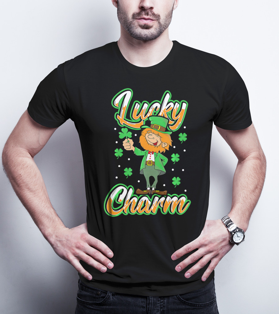 Lucky Charm St. Patrick's Day Leprechaun With Shamrocks T-Shirt