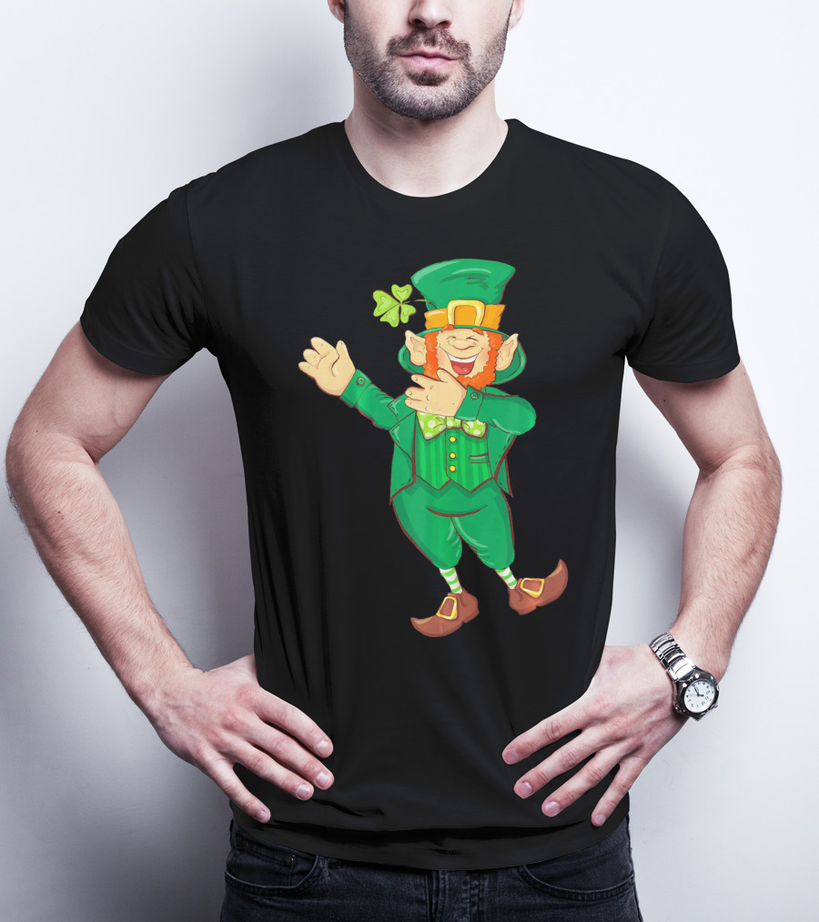 St Paddy Leprechaun Dabbing Dance Saint Clover Green T-Shirt