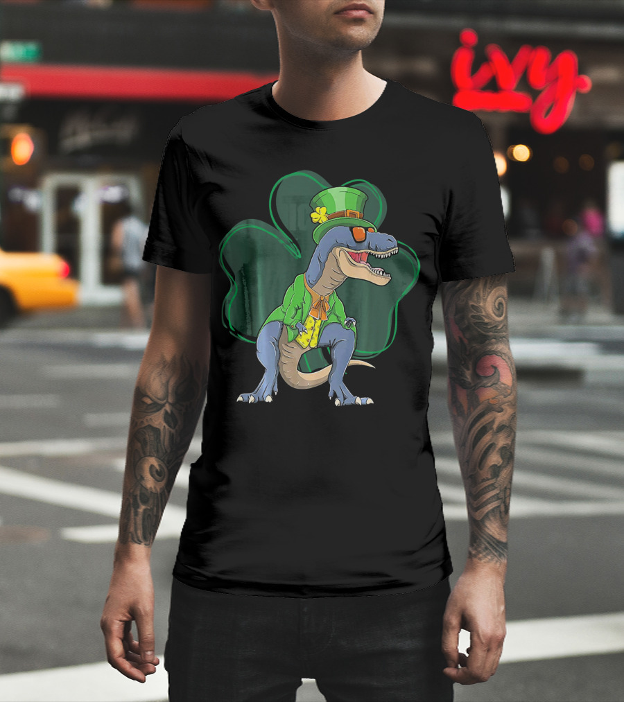 St. Pat Rex Day Leprechaun Dinosaur Shamrock Funny St. Patrick's Day T-Shirt