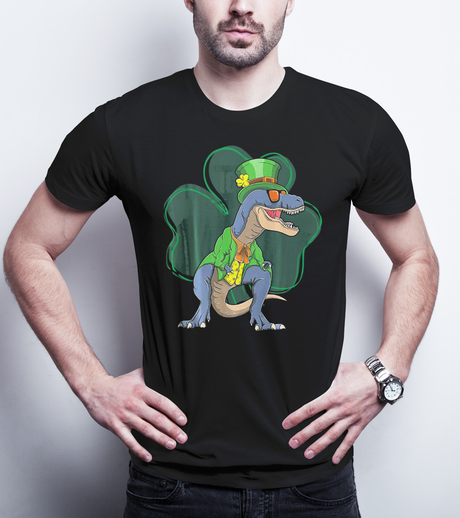 St. Pat Rex Day Leprechaun Dinosaur Shamrock Funny St. Patrick's Day T-Shirt
