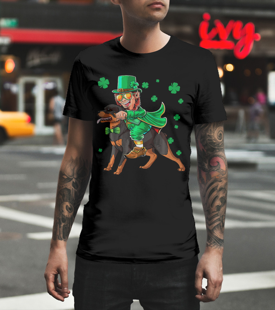 Leprechaun Rottweiler Shamrock St. Patrick's Day T-Shirt