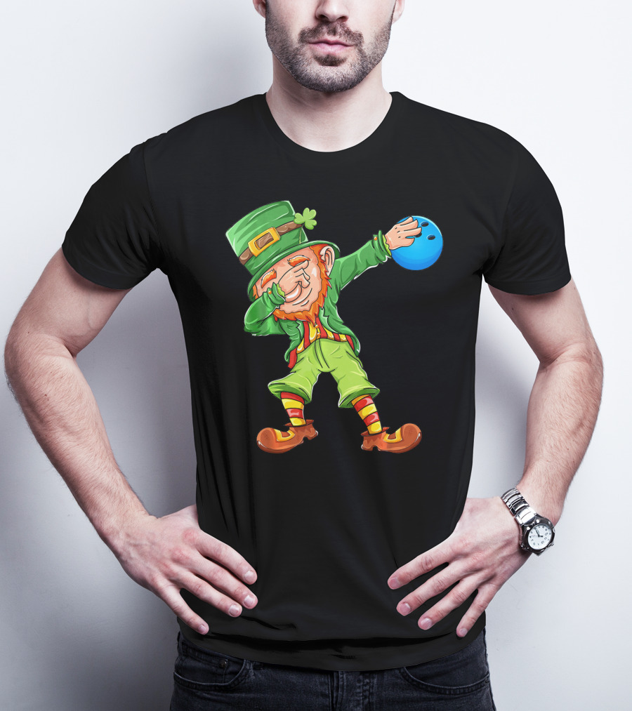 Bowling Leprechaun Dabbing With Bowling Ball T-Shirt
