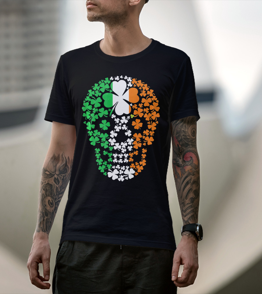Vintage Shamrock Skull Ireland St Patrick's Day T-Shirt