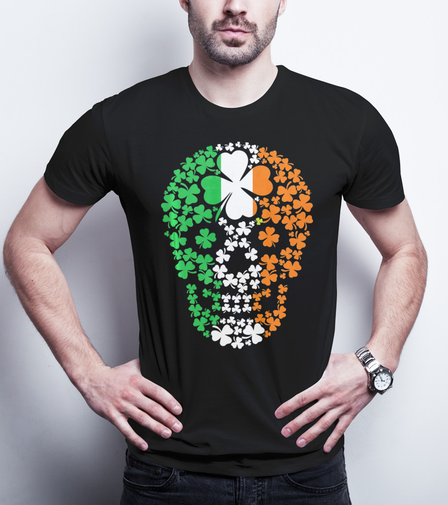 Vintage Shamrock Skull Ireland St Patrick's Day T-Shirt
