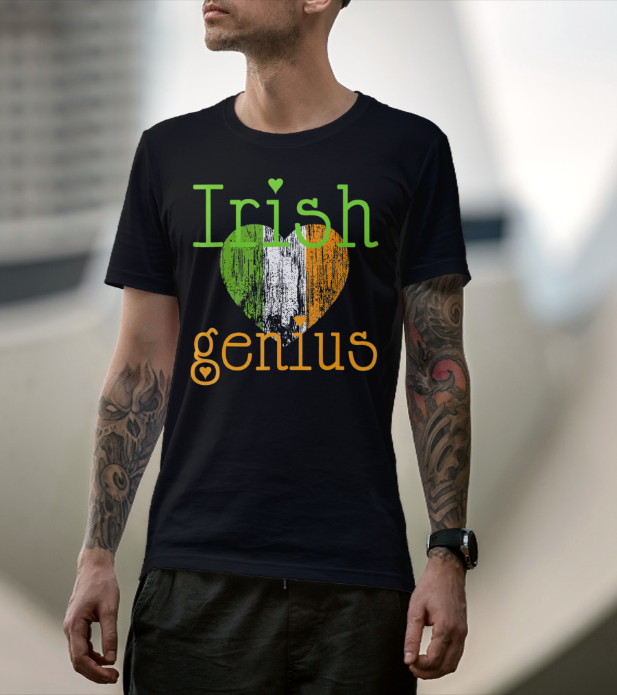 Irish Genius Heart With Irish Flag Colors T-Shirt