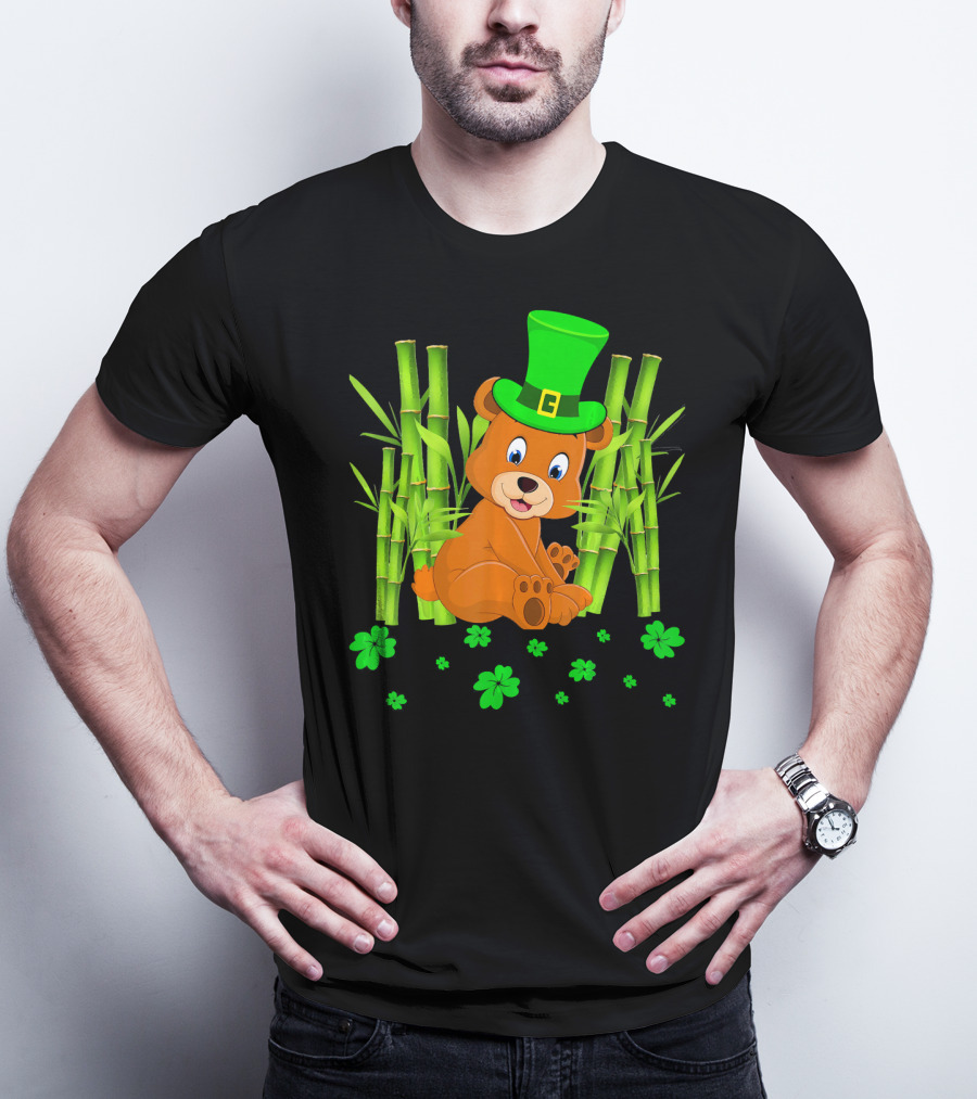 Leprechaun Bear Shamrock Bamboo St Patricks Day T-Shirt