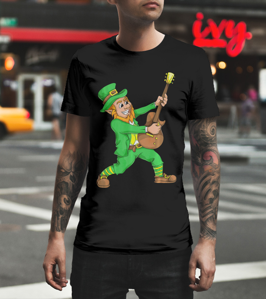 St. Patrick's Day Leprechaun Playing Guitar T-Shirt