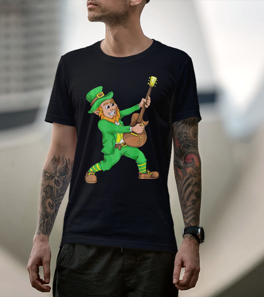St. Patrick's Day Leprechaun Playing Guitar T-Shirt