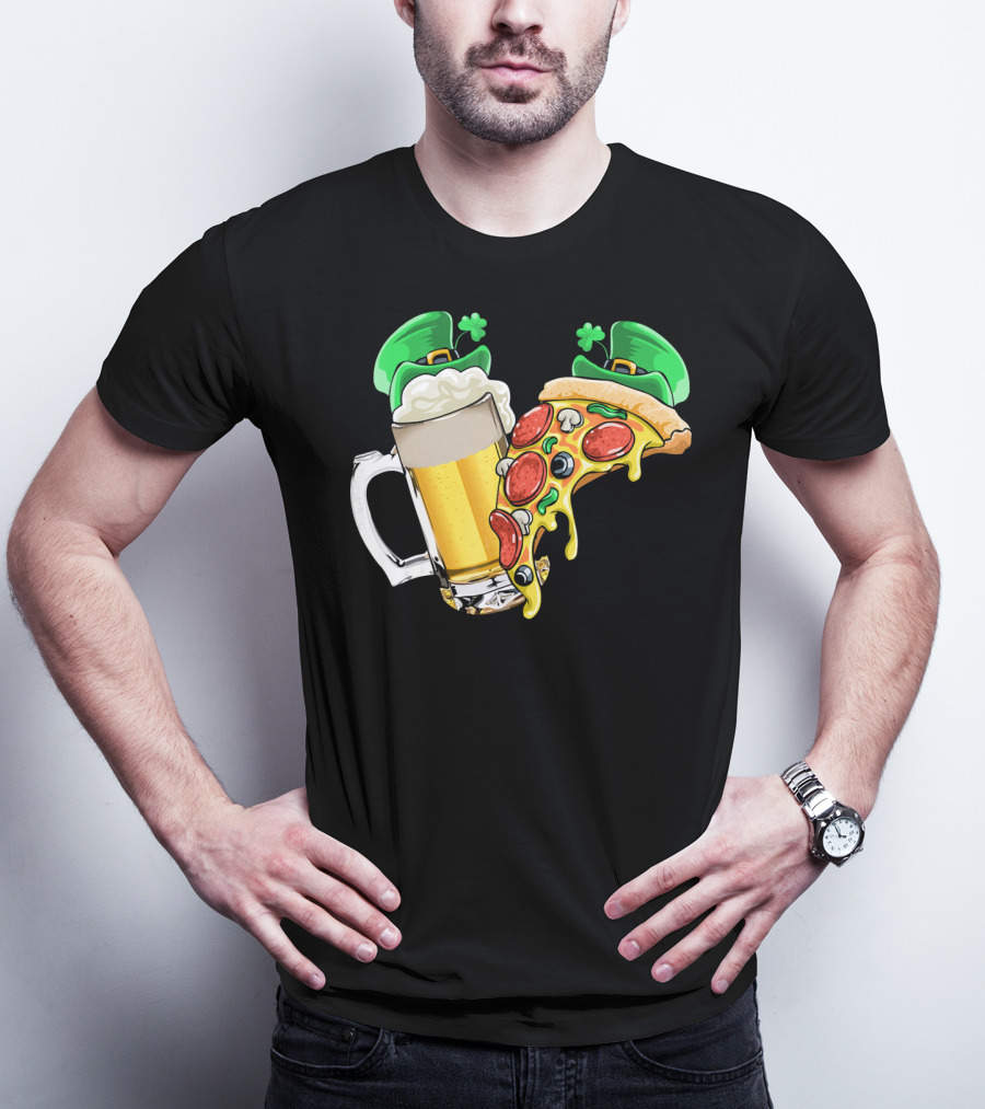 Beer Pizza Leprechaun Hat St. Patrick's Day T-Shirt