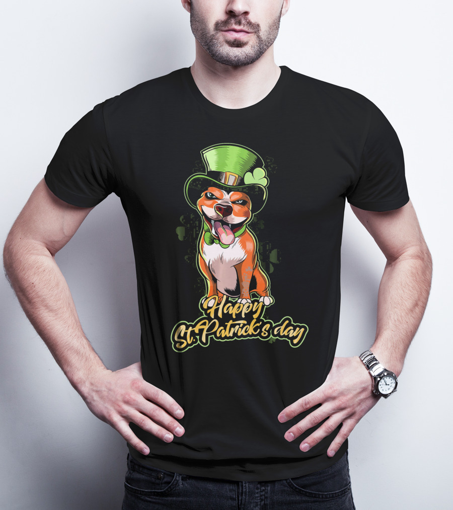 Happy St. Patrick's Day Pit Bull Cute Leprechaun T-Shirt