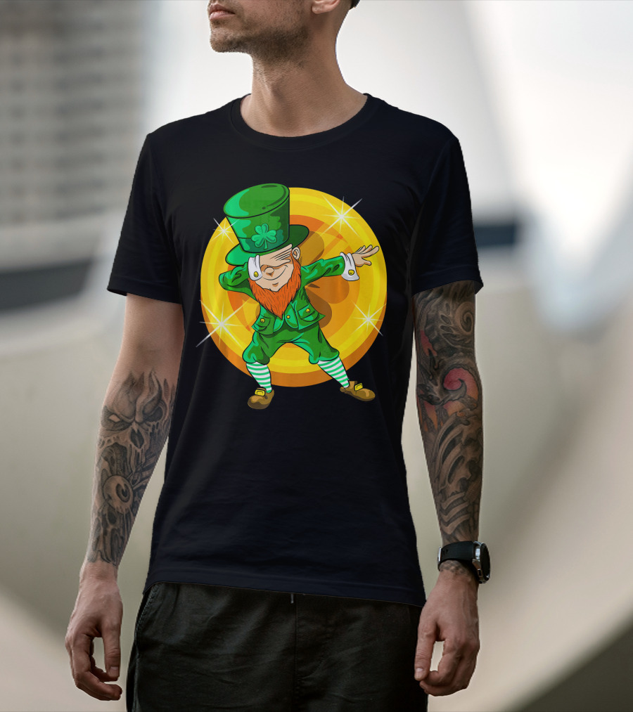 Dabbing Leprechaun With Gold Coin St Pat T-Shirt