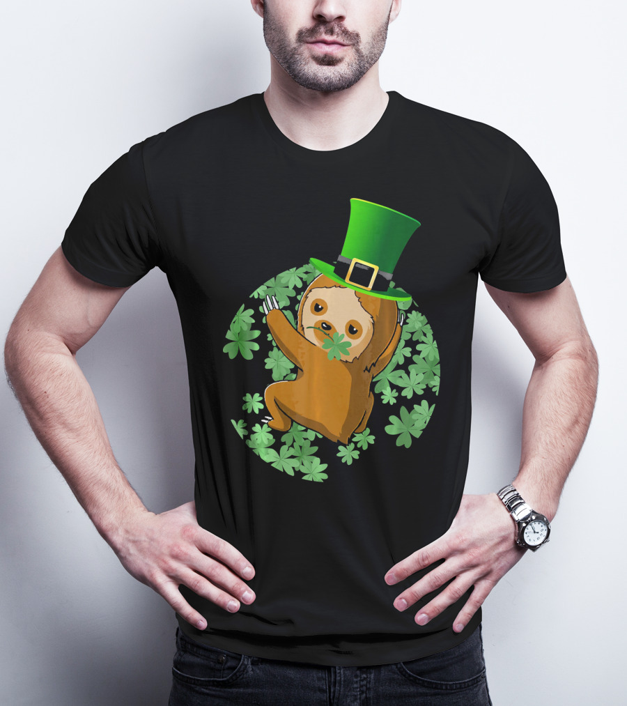 Leprechaun Hat Sloth Shamrock T-Shirt