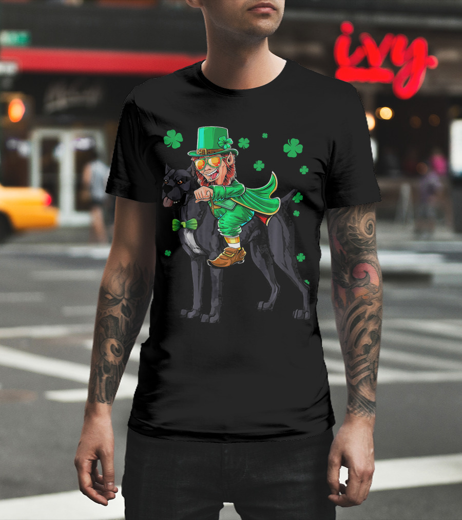 Leprechaun Cane Corso Mastiff With Shamrock Elements T-Shirt