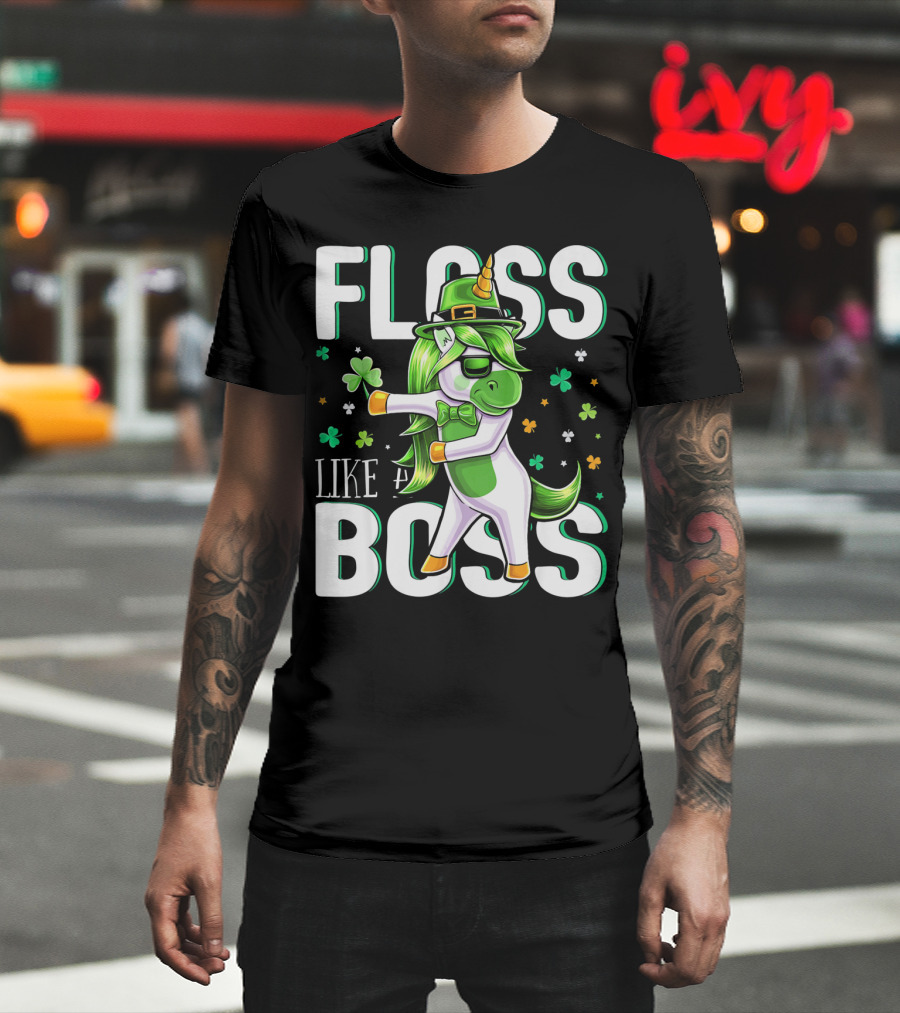Floss Like A Boss St. Patricks Day Unicorn T-Shirt