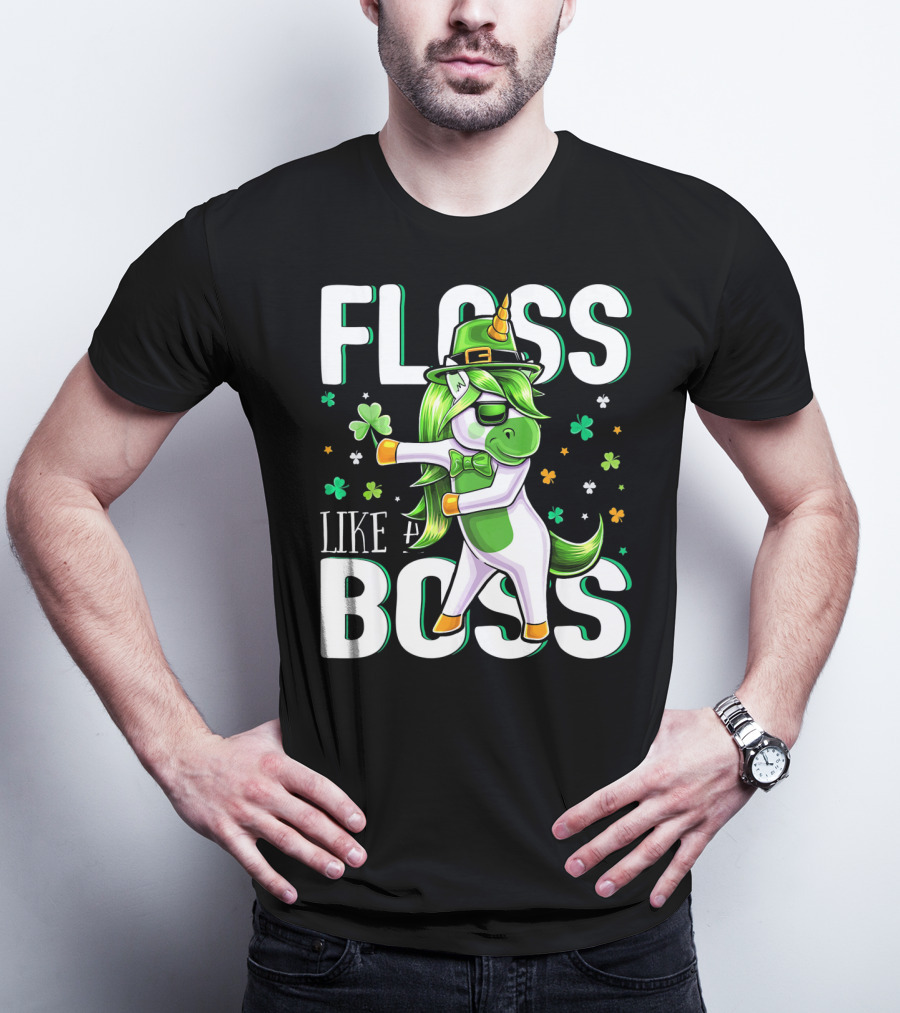 Floss Like A Boss St. Patricks Day Unicorn T-Shirt