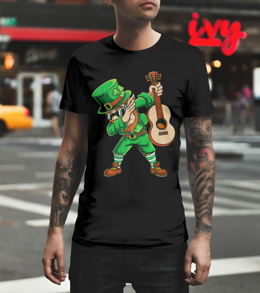 Dabbing Leprechaun With Guitar For St Patrick's Day T-Shirt