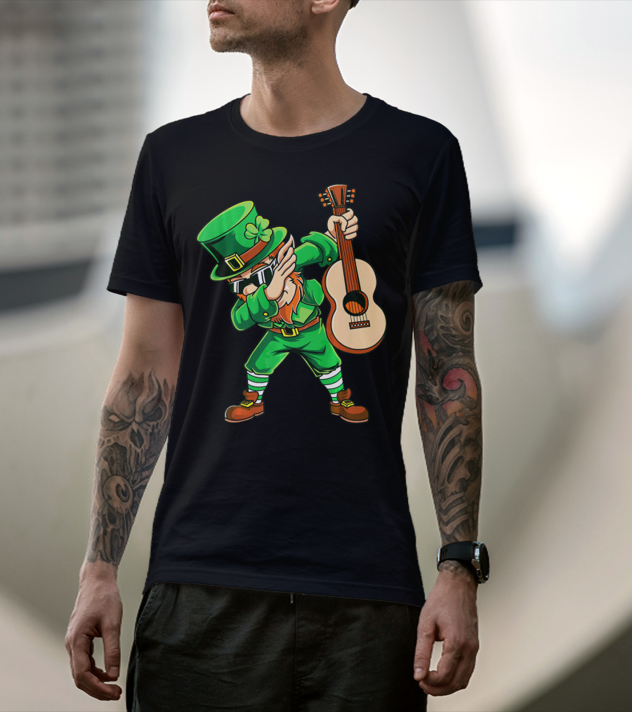 Dabbing Leprechaun With Guitar For St Patrick's Day T-Shirt