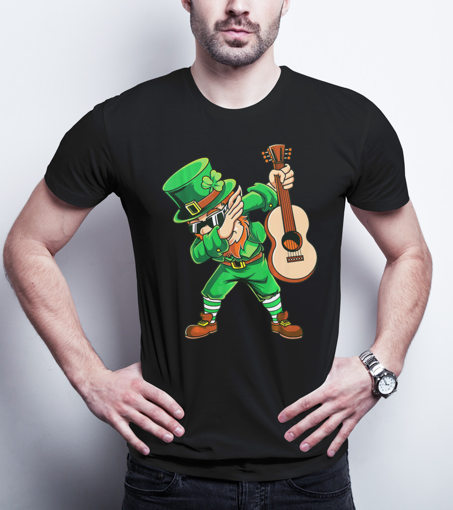 Dabbing Leprechaun With Guitar For St Patrick's Day T-Shirt