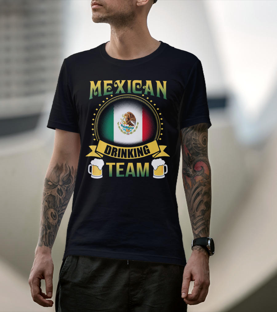 Mexican Drinking Team Patricks Day Flag And Beer Mug T-Shirt