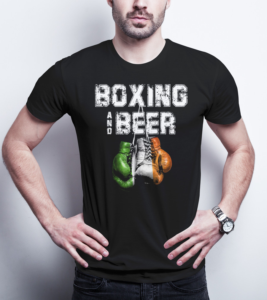 Boxing And Beer Irish Flag Colors Humor T-Shirt