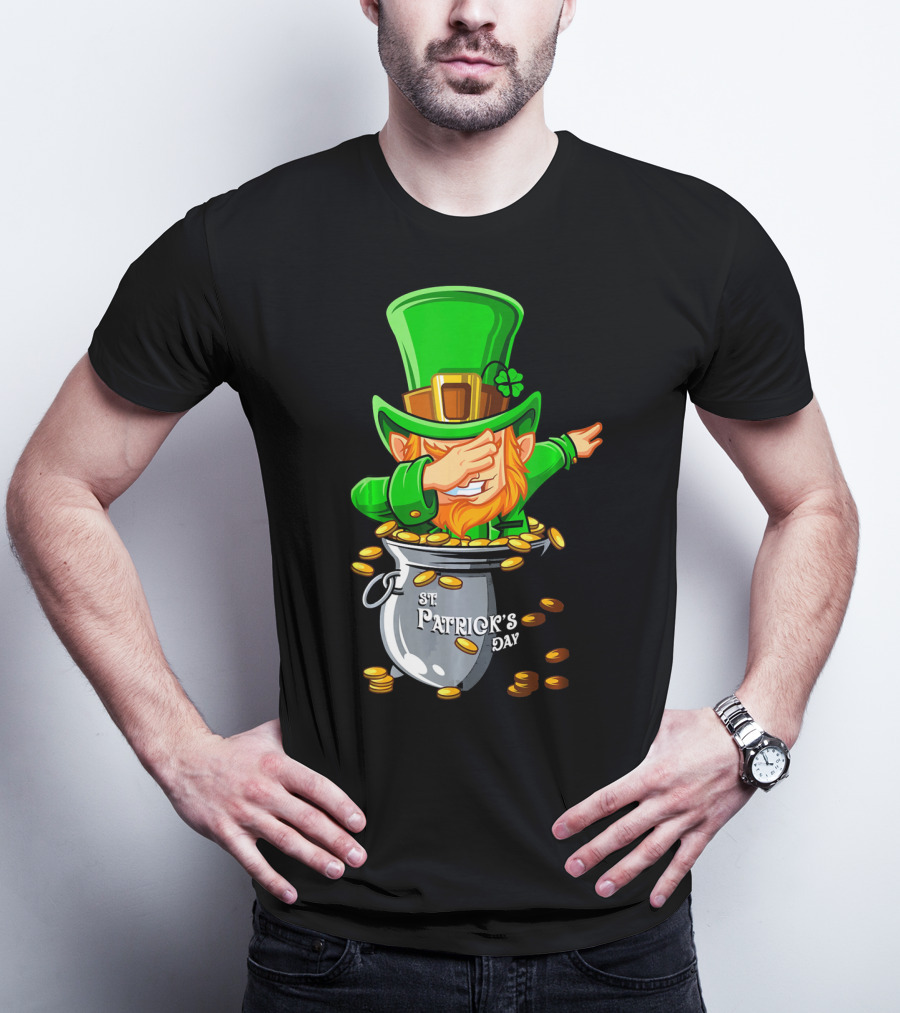 Dabbing Leprechaun St Patrick's Day Pot Of Gold T-Shirt