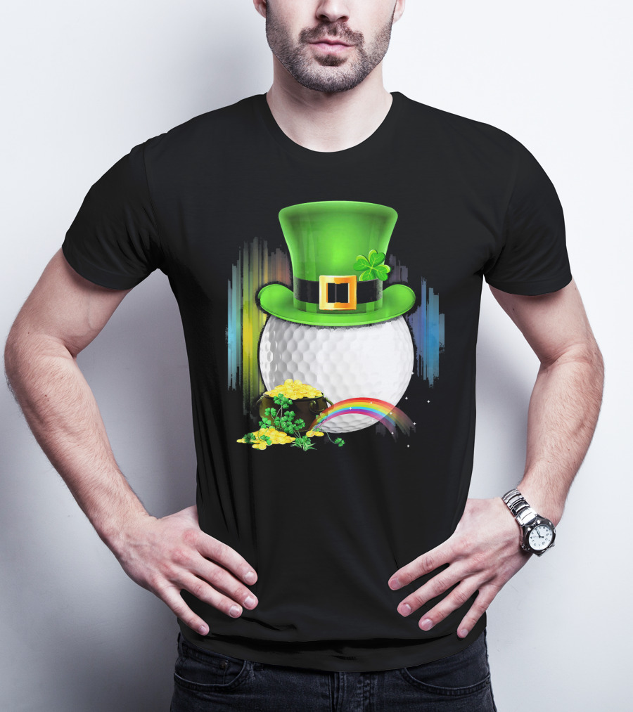 Golf Leprechaun Coin Rainbow Saint Patrick's Day T-Shirt