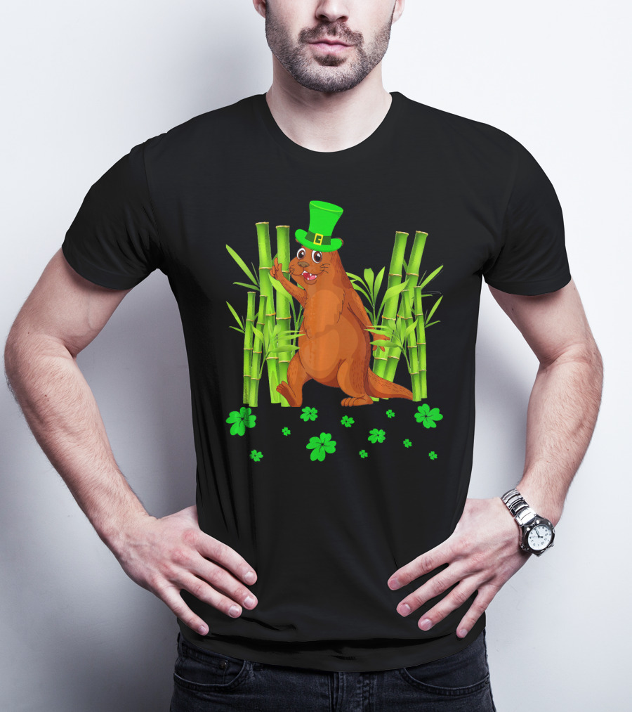 Leprechaun Otter St Patricks Day Shamrock Bamboo T-Shirt