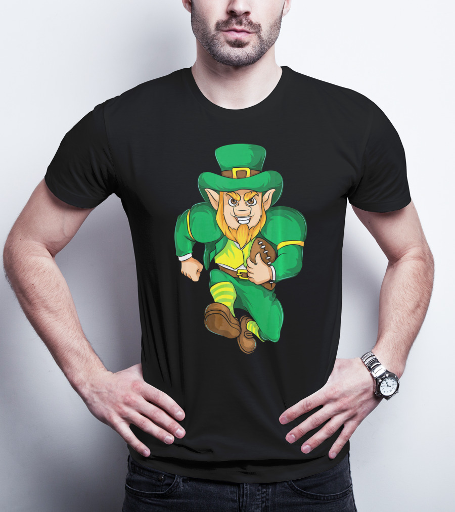 Irish Football Leprechaun St Patricks Running With Ball T-Shirt
