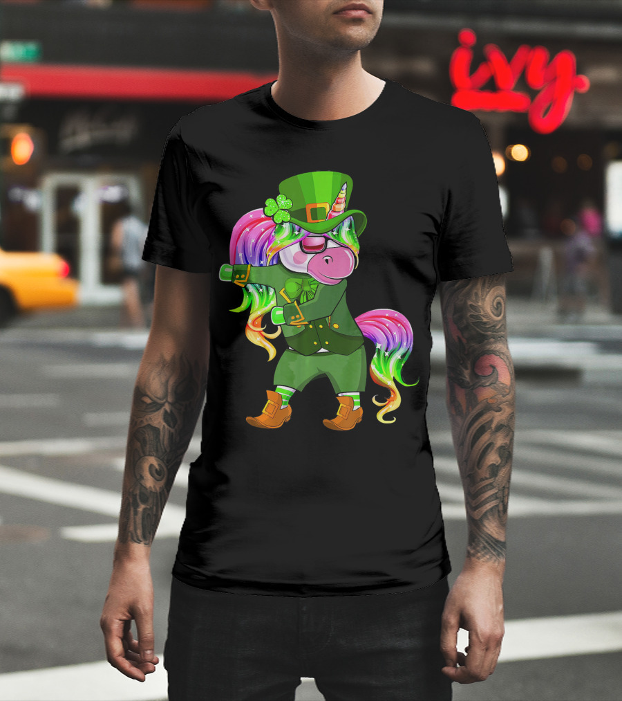 Leprechaun Costume Funny Flossing Unicorn St. Patrick's Day T-Shirt
