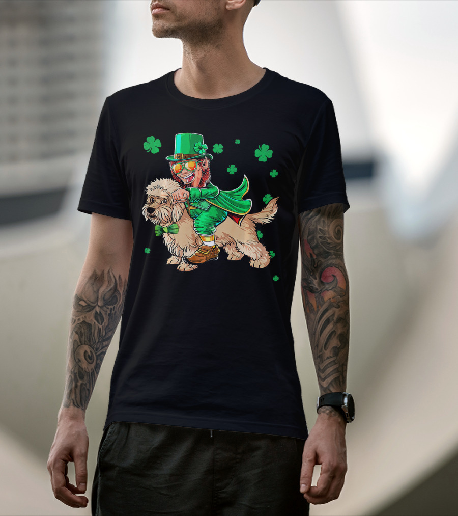 Leprechaun Dandi Dinmont Terrier Shamrock St. Patrick's Day T-Shirt
