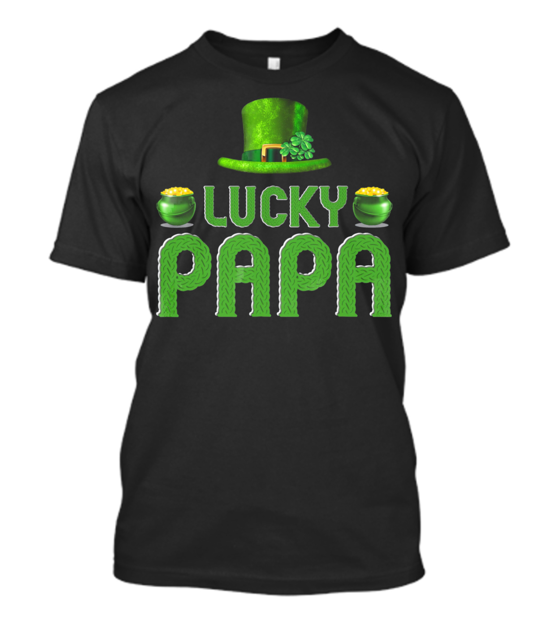 Lucky Papa Irish Family Clover Leprechaun Hat Gold T-Shirt