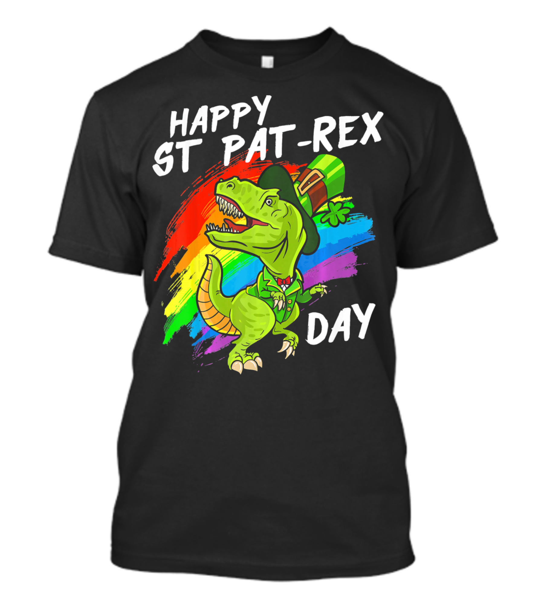 Happy St Pat Rex Day Cute St Patrick Dinosaur Rainbow T-Shirt