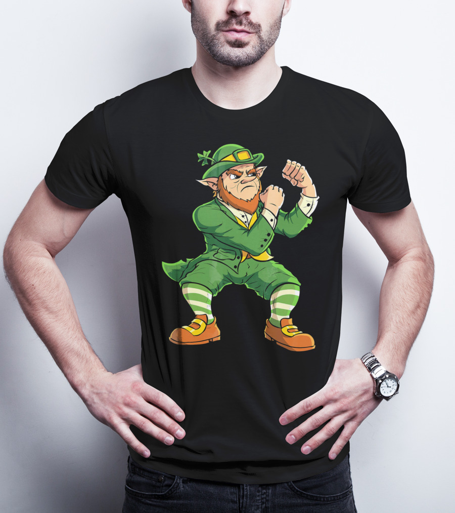 Angry Leprechaun Fist Fighting Saint Patrick's Day Iconic T-Shirt