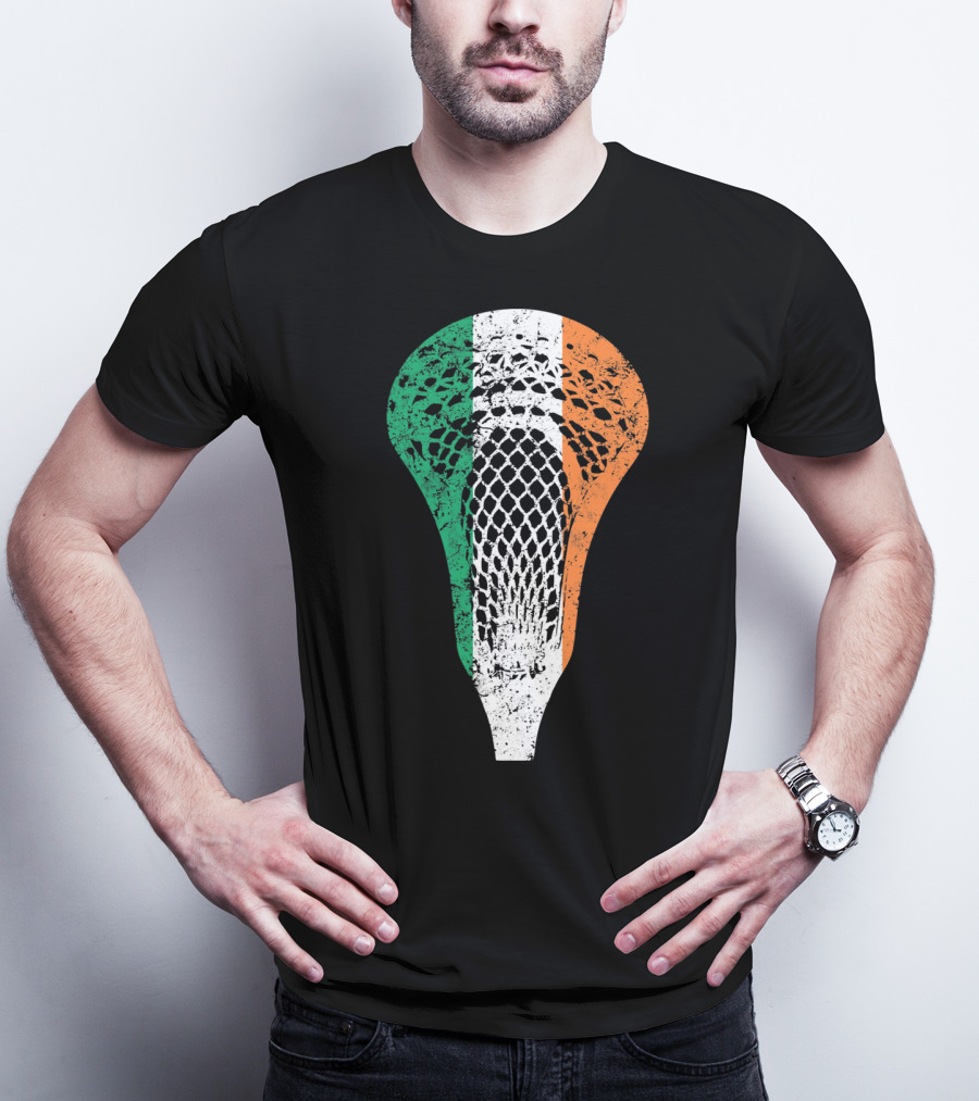 Irish Lacrosse Ireland Tricolor Lacrosse Stick Net T-Shirt
