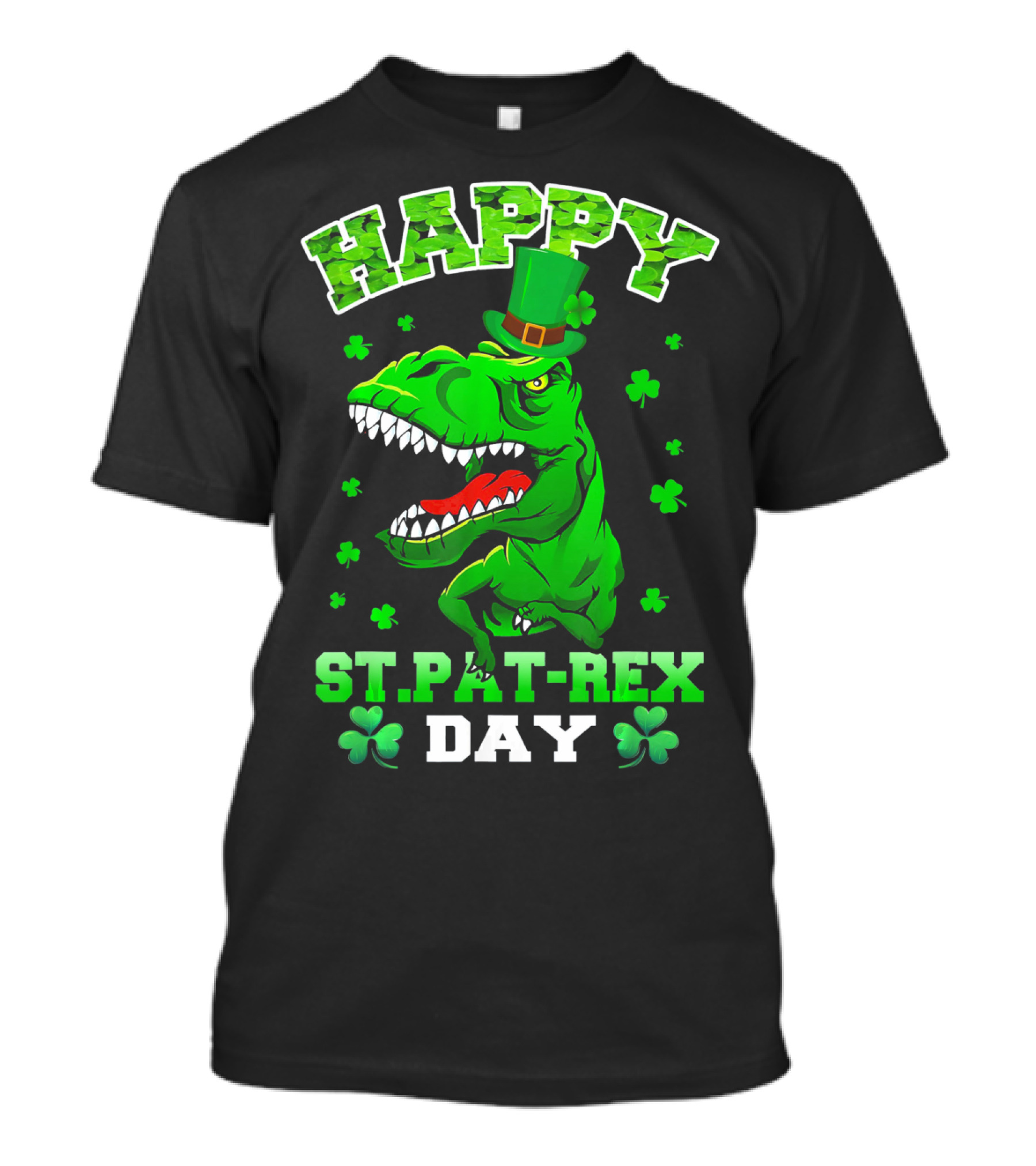Happy St. Pat-Rex Day Dinosaur With Shamrocks T-Shirt